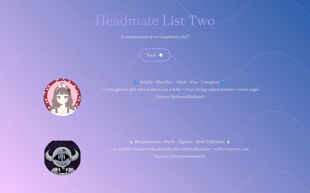 headmate list two